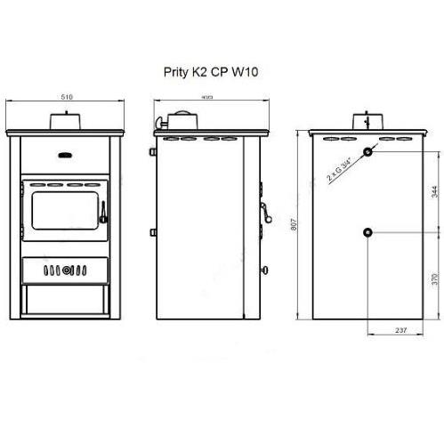 Peć (kamin) na drva 10 kW - PRITY K22