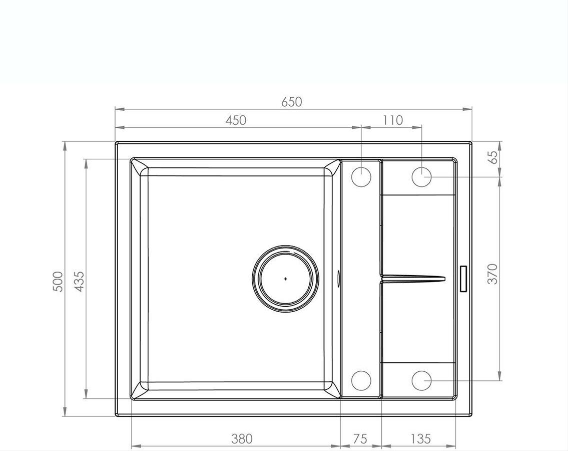 Sudoper granitni 50 x 65 cm - CONCEPTO Vero - crni