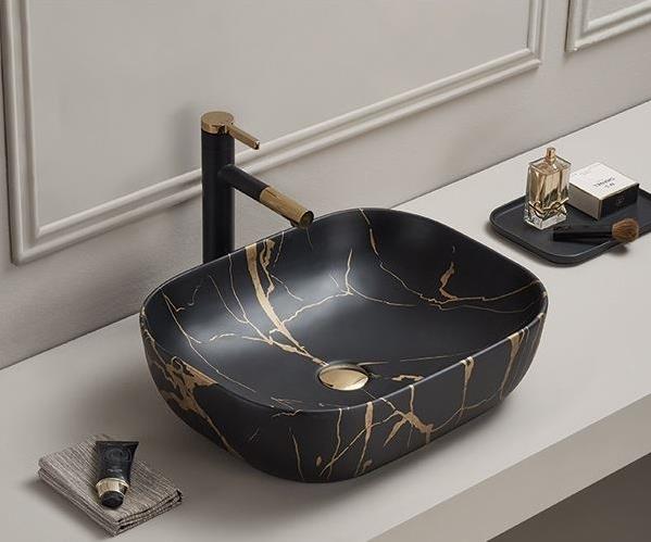 Umivaonik 50,5 cm - Kimic Gold Black - crno zlatni