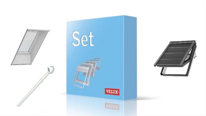 Krovni prozor 66 x 118 cm - VELUX GGU Set s roletom, komarnikom i šipkom - poliuretan