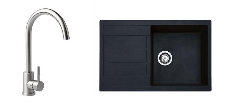 Sudoper granitni, komplet s miješalicom - X Atos Plus & Slovarm Inox - crni