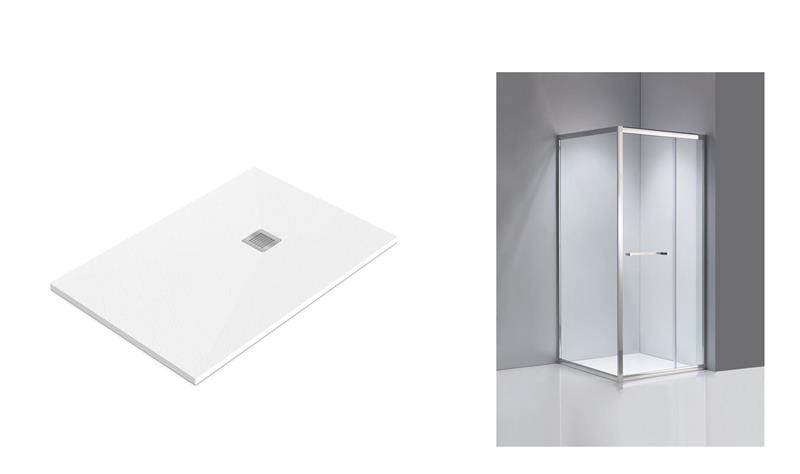 Tuš kabina, komplet s kadom 100 x 80 cm - C-line Fly & Ibiza Stone
