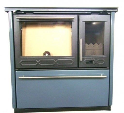 Štednjak na drva 8 - 11 kW - PLAMEN 850 Glas - lijevi, sivo plavi