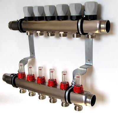 Razdjelnik za podno grijanje, 3 kruga - TTO - s topmetrima